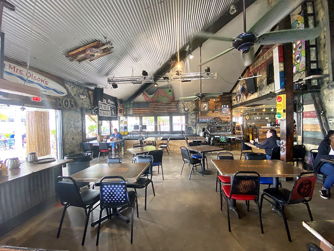 Nautical nostalgia meets breakfast bliss inside, where model planes hang from corrugated ceilings and hungry patrons plot their menu strategy.