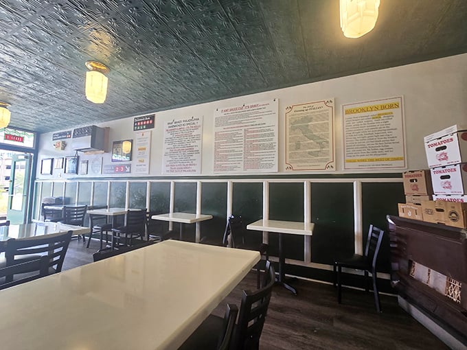 Simple tables, pressed tin ceiling, and no-nonsense decor&mdash;this is a place that puts all its energy where it matters: on your plate.