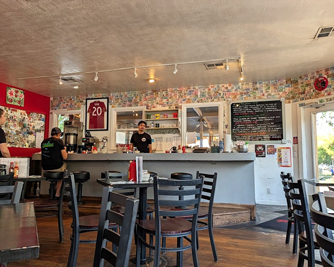 Where breakfast dreams come true &ndash; the postcard-covered walls tell stories of satisfied patrons while the counter beckons with promises of coffee refills.