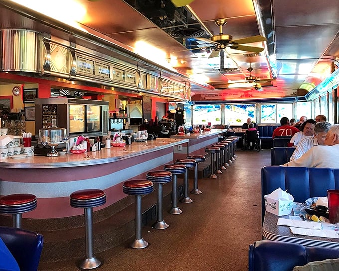 Counter seating at its finest&mdash;where you can watch culinary magic happen while perched on those iconic swivel stools that have supported hungry patrons for decades.