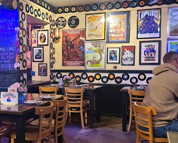 Vinyl heaven meets barbecue paradise &ndash; where your eyes feast on music history while your stomach plans its attack.