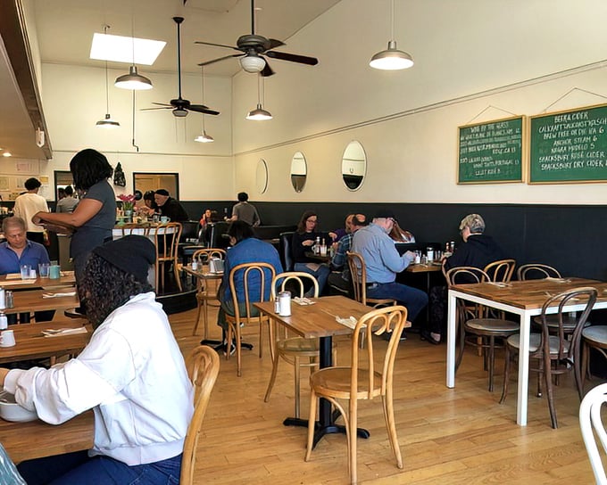 Clean, bright, and bustling like a Norman Rockwell painting came to life and decided to serve really good food.