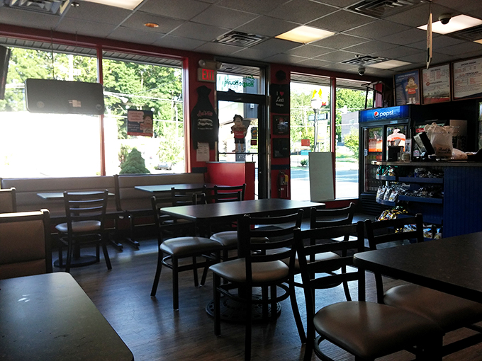 Simple tables and natural light create the perfect no-nonsense setting for serious sandwich consumption.