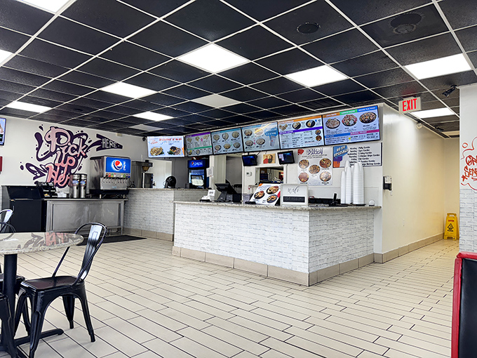 Clean lines and colorful menus create the perfect stage for what's about to unfold here.