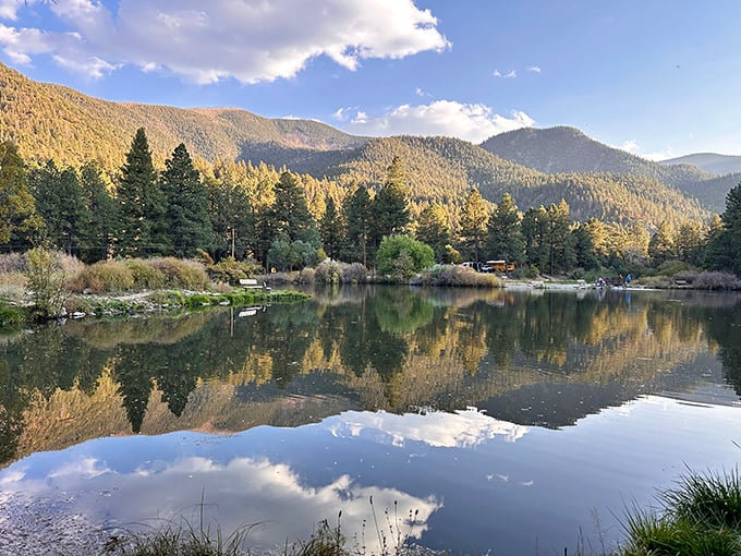 Mother Nature showing off her mirror skills at this glassy lake. The mountains seem to be admiring their own reflection, and honestly, who could blame them?