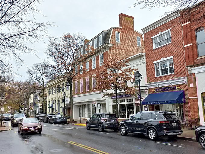 Rain-slicked streets only enhance Easton's architectural beauty, where centuries of history line up shoulder to shoulder in perfect harmony.