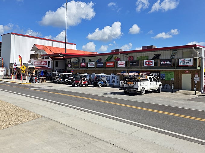 The main street doubles as fishing headquarters, where tackle shops outnumber traffic lights by a comfortable margin.