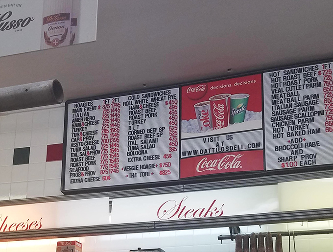 The menu board at Dattilo's is like the Dead Sea Scrolls of sandwich wisdom. No fancy fonts needed when the offerings speak for themselves.