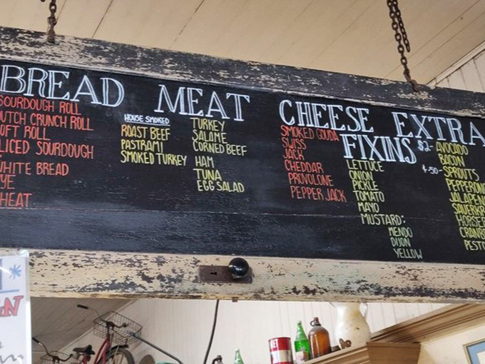 This chalkboard menu isn't just a list&mdash;it's a roadmap to sandwich nirvana. Choose your bread, meat, cheese, and "fixin's" to create your own masterpiece.