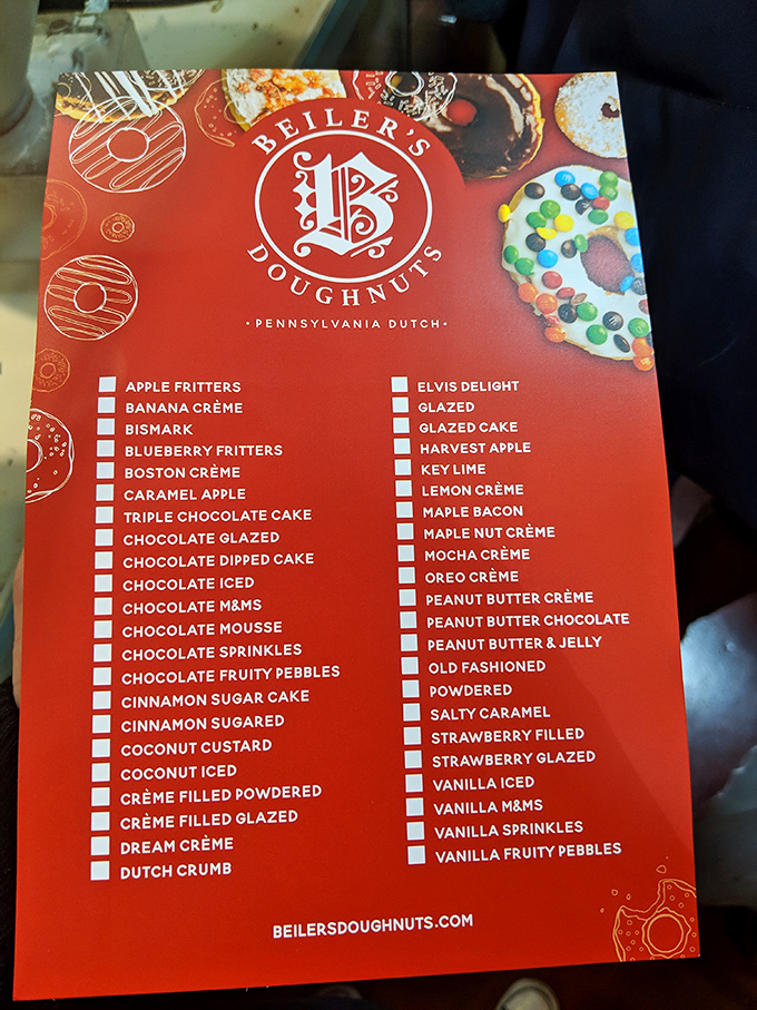 This menu isn't just a list; it's a bucket list. Forty-plus varieties of donut nirvana that make choosing just one a Sophie's Choice situation.