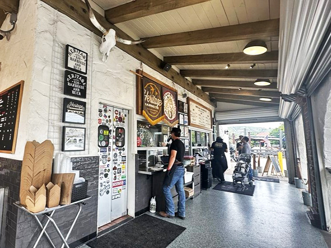 The pilgrimage path to meat nirvana. This hallway has witnessed more food dreams coming true than a cooking show finale.