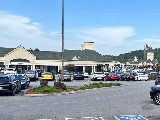 Shopping paradise awaits with storefronts stretching as far as the eye can see. Your step counter is about to have its personal best day.