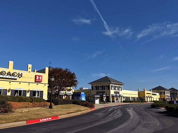 Under the bright South Carolina sky, Coach and Under Armour stores stand side-by-side&mdash;proof that both your workout gear and weekend bag can be equally discounted.
