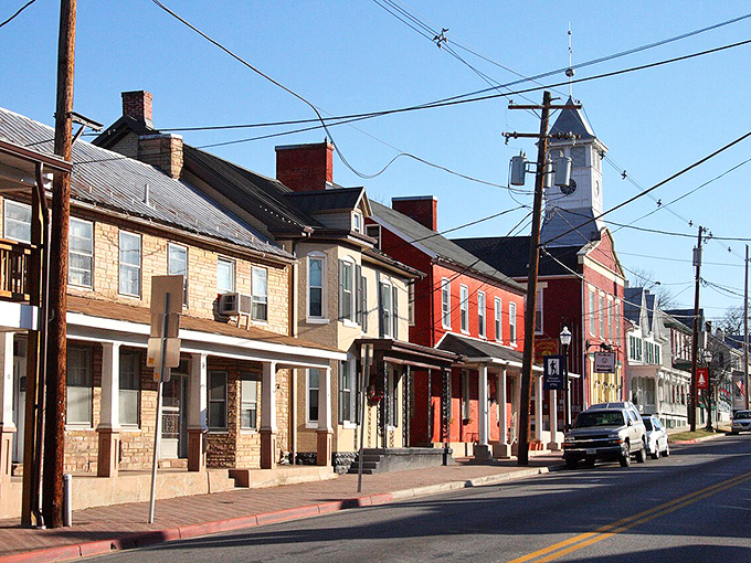 Historic buildings stand shoulder to shoulder along Boonsboro's streets, their brick and stone facades telling stories spanning centuries.