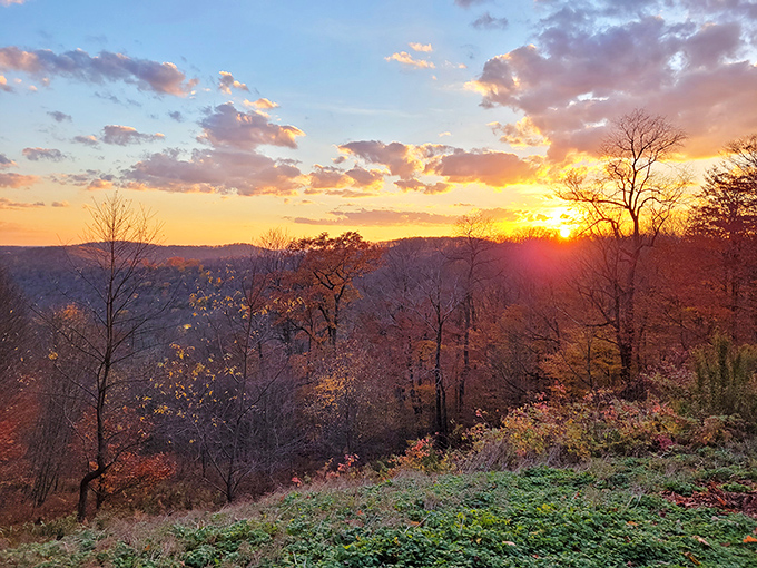 Mother Nature showing off at sunset, painting the Pennsylvania sky with colors that would make even Bob Ross whisper, "Happy little clouds indeed."