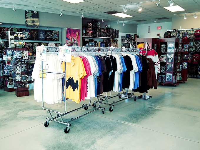 The colorful shirt lineup that makes you wonder if your closet back home suddenly looks tragically monochromatic. Retail therapy at its most literal.