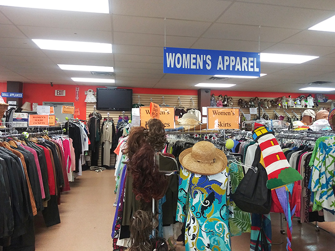 A rainbow of possibilities awaits in the women's section, where yesterday's fashion finds new life and new owners.