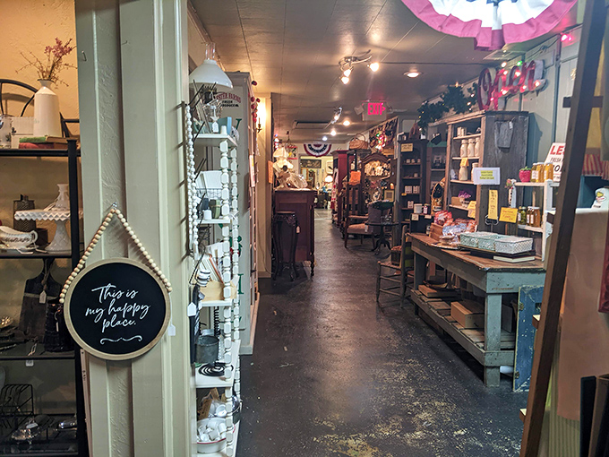 "This is my happy place" reads the sign, and one glance down this corridor of curiosities makes you understand why. Every inch tells a story.