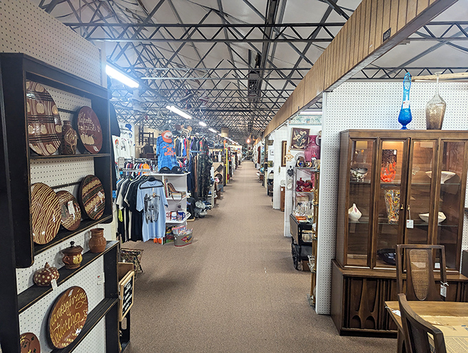 Endless aisles stretch toward the horizon, each booth a portal to different decades. The thrill of the hunt begins here.
