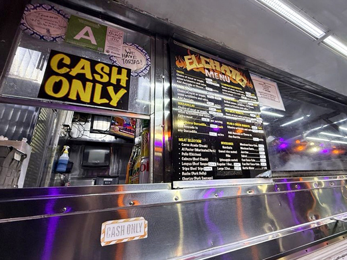 The "CASH ONLY" sign serves as a charming throwback to simpler times, when the best food transactions were analog, not digital.
