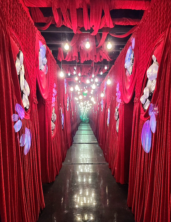 Walking through this crimson corridor feels like traversing the inside of a beating heart &ndash; pulsing with light and possibility.