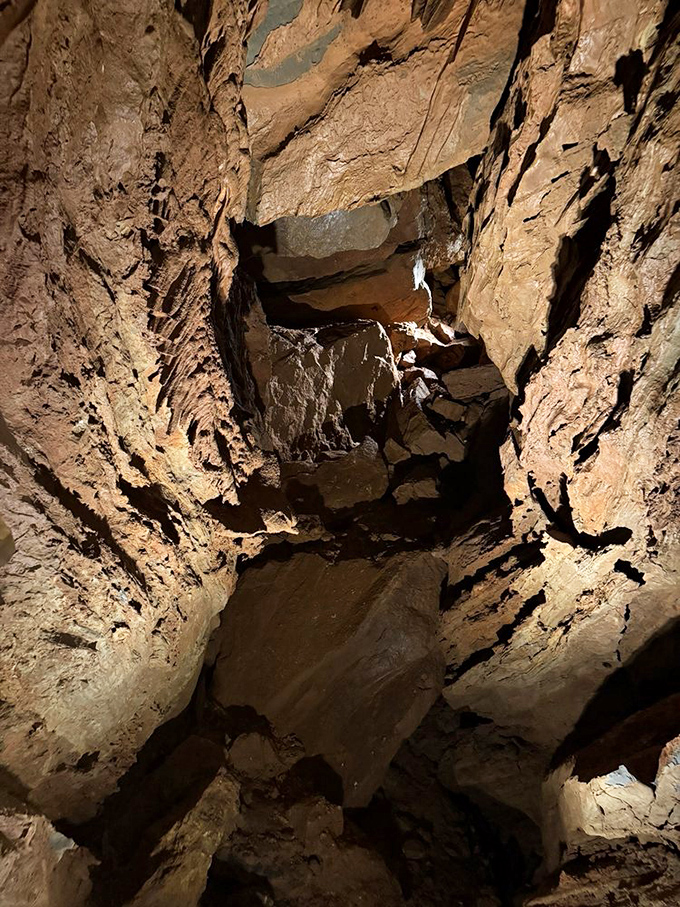 Looking up through nature's cathedral, where every crevice tells a geological story millions of years in the making.
