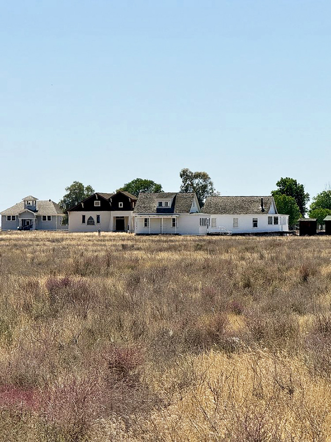 History stretches across the golden fields of Allensworth, where these preserved buildings once formed the backbone of a revolutionary community's bold American dream.