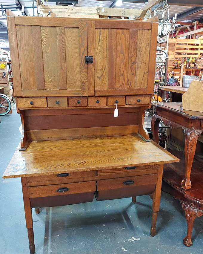 This oak secretary desk isn't just furniture&mdash;it's a time machine to when correspondence was an art form and drawers held secrets instead of charger cables.