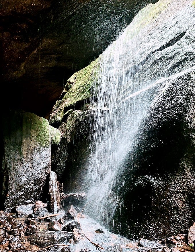Mother Nature's shower system puts your fancy rainfall showerhead to shame. Water cascades over ancient rock in a display that's been perfecting its technique for thousands of years.