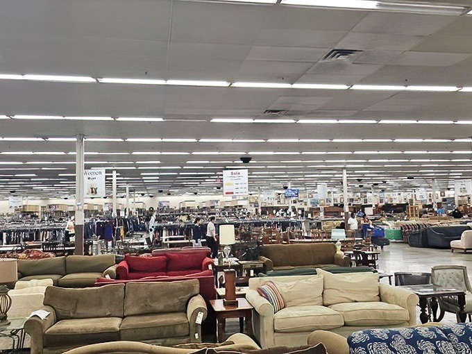 Inside, the vastness unfolds like a department store from a parallel universe where everything costs less but somehow means more. 