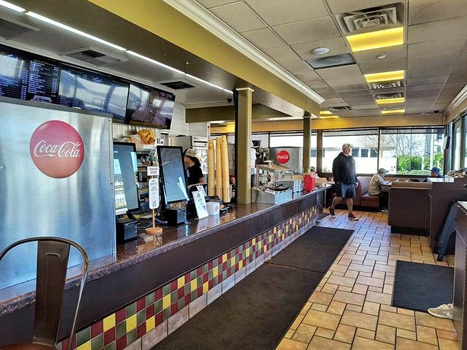 The warm, casual interior at Tops makes it the perfect spot to enjoy comfort food with friends and family.