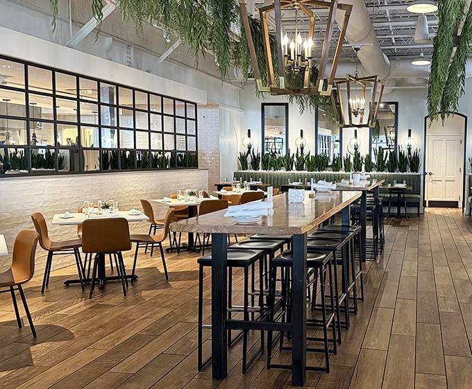 Natural light and modern touches create an atmosphere where every meal feels like a celebration.