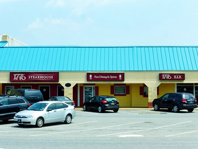 The classic 1776 Steakhouse storefront brings Revolutionary War charm to your modern steak cravings.