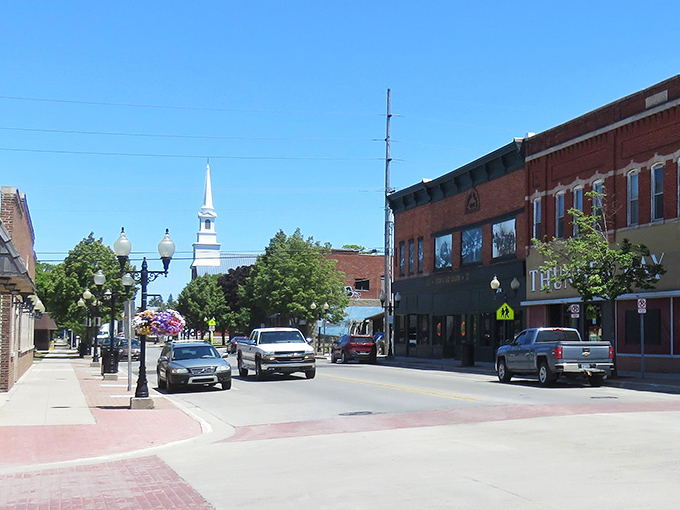 In Alpena, even the church steeple seems to point toward financial freedom, guiding retirees to a place where budgets breathe easier.