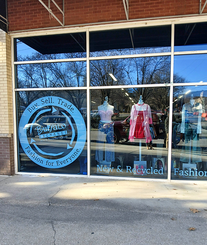 Buffalo Exchange's storefront whispers "fashion-forward finds await" to every passing Nashville treasure hunter.
