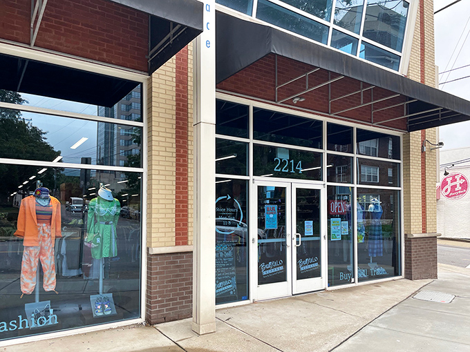Buffalo Exchange brings boutique vibes to secondhand shopping - notice how those windows practically sparkle with possibility.