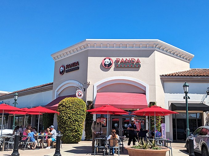 Panda Express at an outlet mall? Because even bargain hunters need their orange chicken fix between shopping sprees.