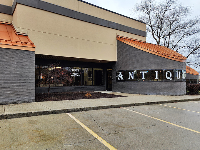 Modern architecture meets vintage soul - proof that great antiques transcend any building style beautifully.