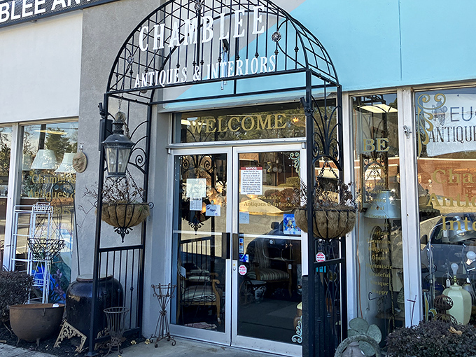 Welcome to Chamblee's antique wonderland, where wrought iron details whisper stories of European elegance.