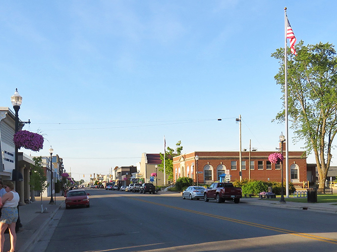 Downtown Cheboygan flows as gently as its river, where parking spots outnumber the cars that need them.