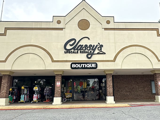 Classy's elegant storefront whispers "upscale finds" while still promising wallet-friendly prices for savvy shoppers.