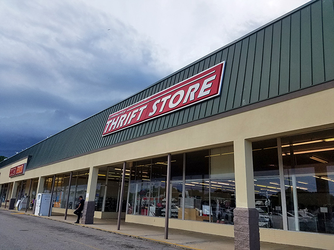Community Thrift Store's spacious exterior hints at the retail adventure waiting beyond those doors.