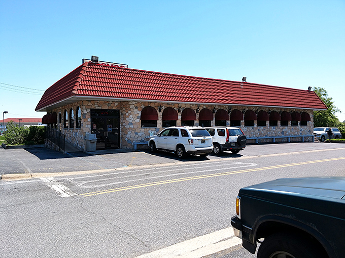 Stone and arches create diner elegance&mdash;like finding a hidden gem where comfort meets casual sophistication.