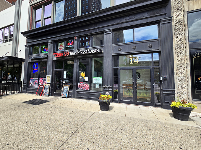 Crab 99's classic storefront in downtown Indy &ndash; where urban cool meets maritime flavor in the most unexpected way.