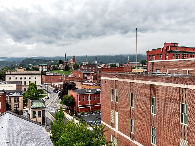 From above, Cumberland looks like someone carefully arranged a perfect model train town display.