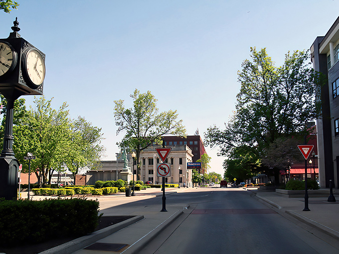 Decatur's charming downtown boasts a vintage street clock, standing sentinel over streets where home prices remain refreshingly reasonable.