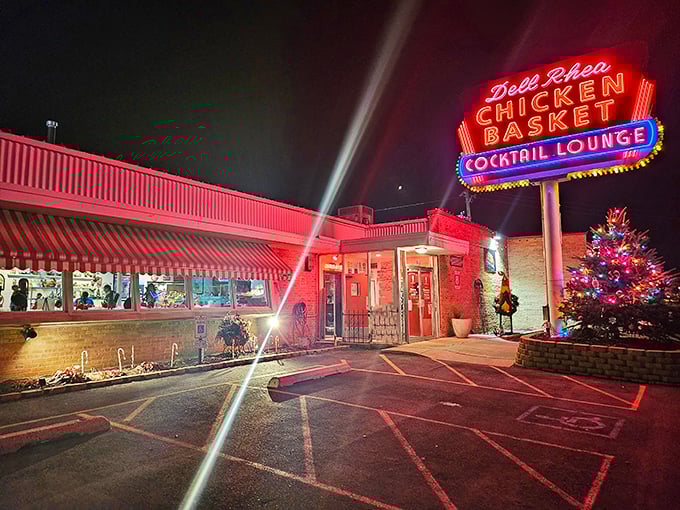 When neon signs light up like this, you know someone's serious about their fried chicken.
