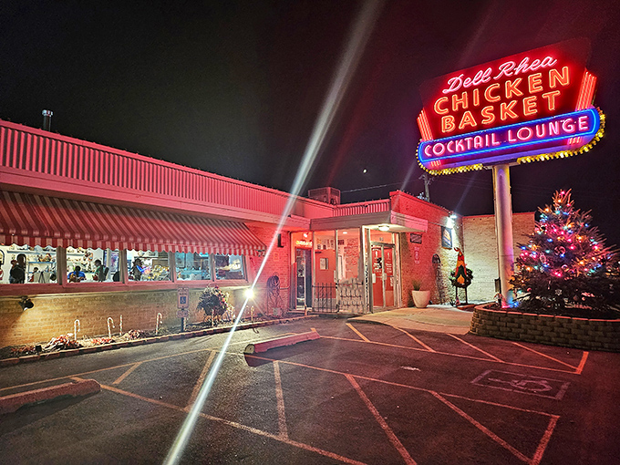 When neon signs light up like this, you know someone's serious about their fried chicken.