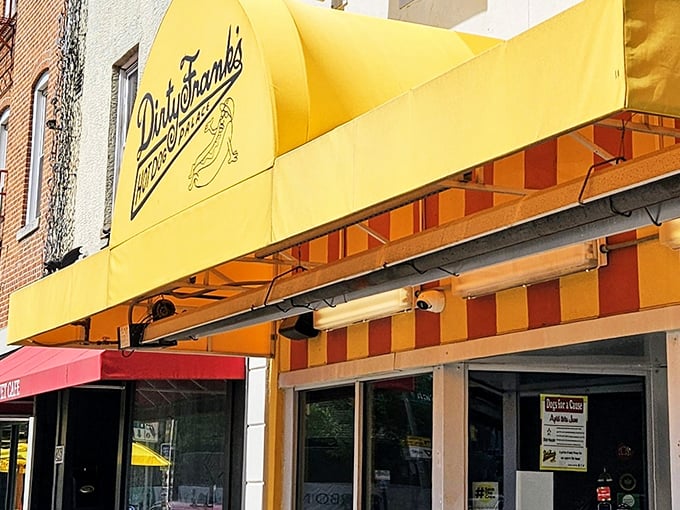 Bright as a summer day, this yellow palace proves that great hot dogs deserve royal treatment.