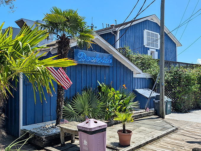 Blue as the Carolina sky, this charming spot whispers "vacation vibes" from every weathered board.